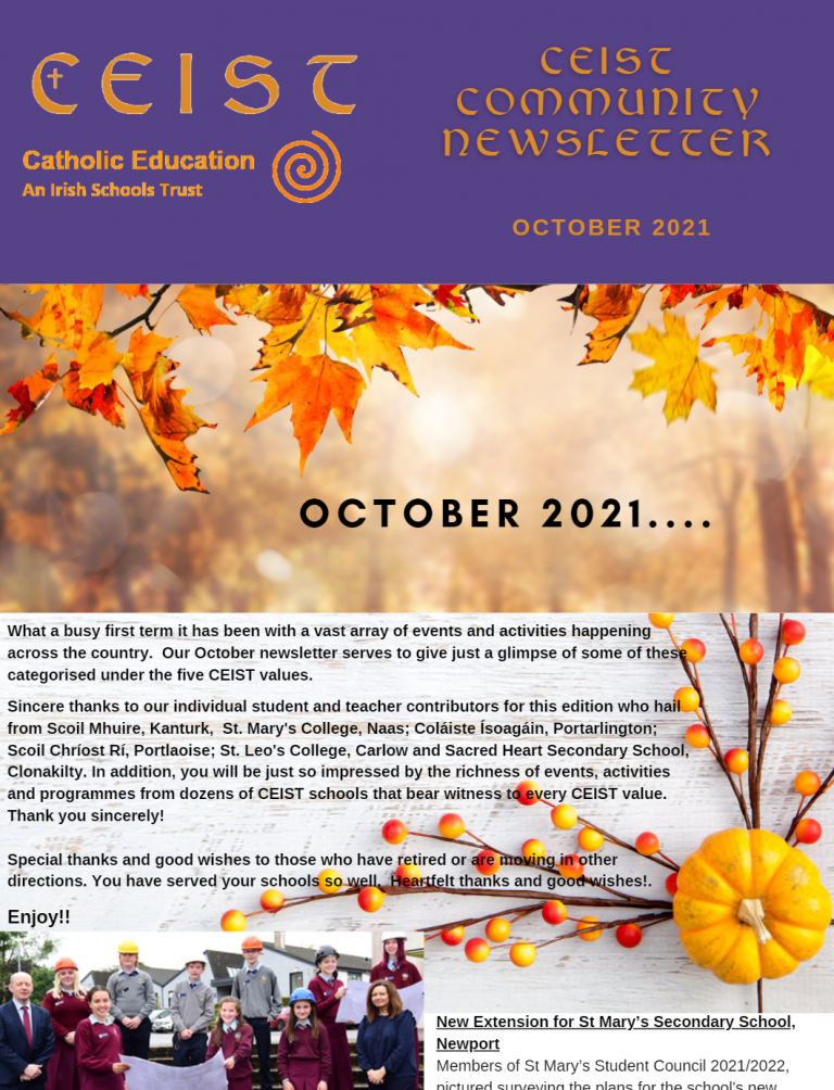 October 2021 Newsletter | CEIST | Catholic Education | An Irish Schools ...